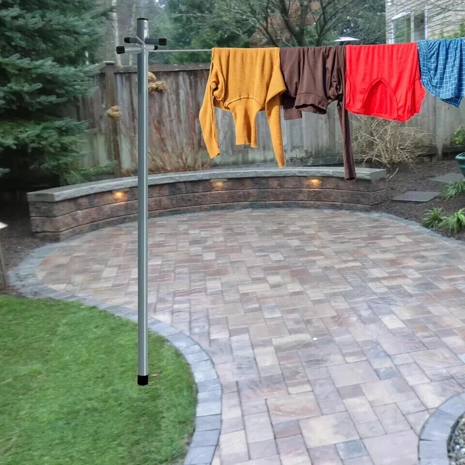 2.4M Heavy Duty Galvanized Washing Line Post Pole Clothes Line Socket ...