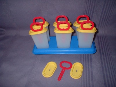 VINTAGE TUPPERWARE ICE TUPS POPSICLE MAKER MOLD SET ~ BLUE YELLOW RED ...