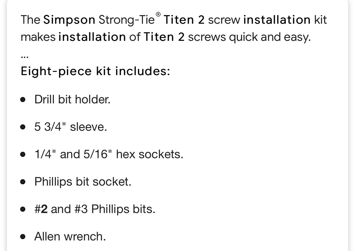 New Simpson Strong-Tie Titen 2 Concrete Masonry Screw Installation Tool ...