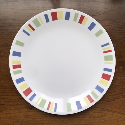 Corelle MEMPHIS Dinner Plate ~Multi Color~Red Blue Green Yellow Blocks ...