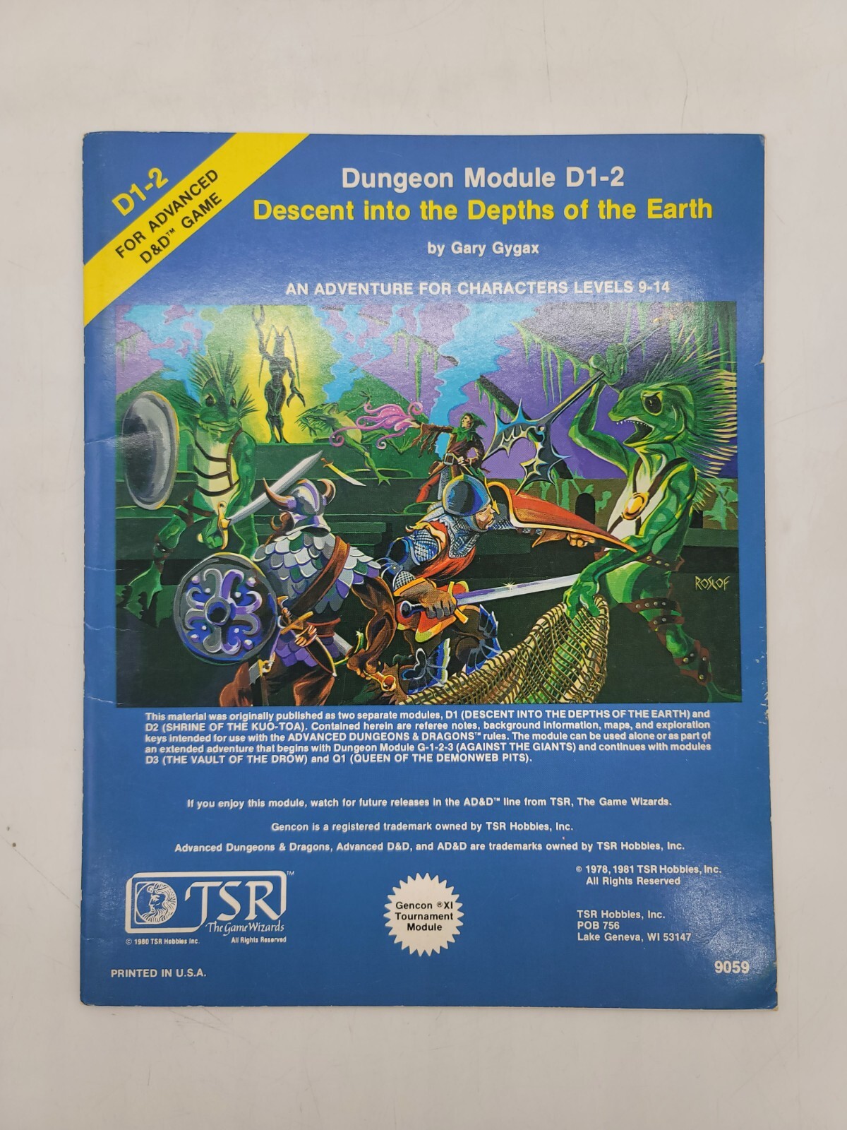 Dungeons Module D1-2 Descent Into The Depths Of The Earth For Advanced ...