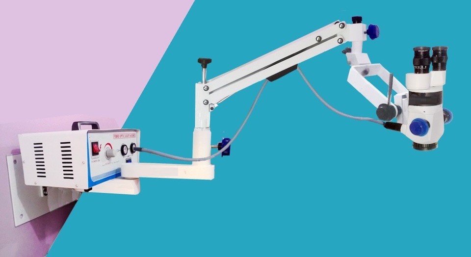 5 STEP MAG ENT WALL MOUNT SURGICAL MICROSCOPE WITH ACCESSORIES & LED ...