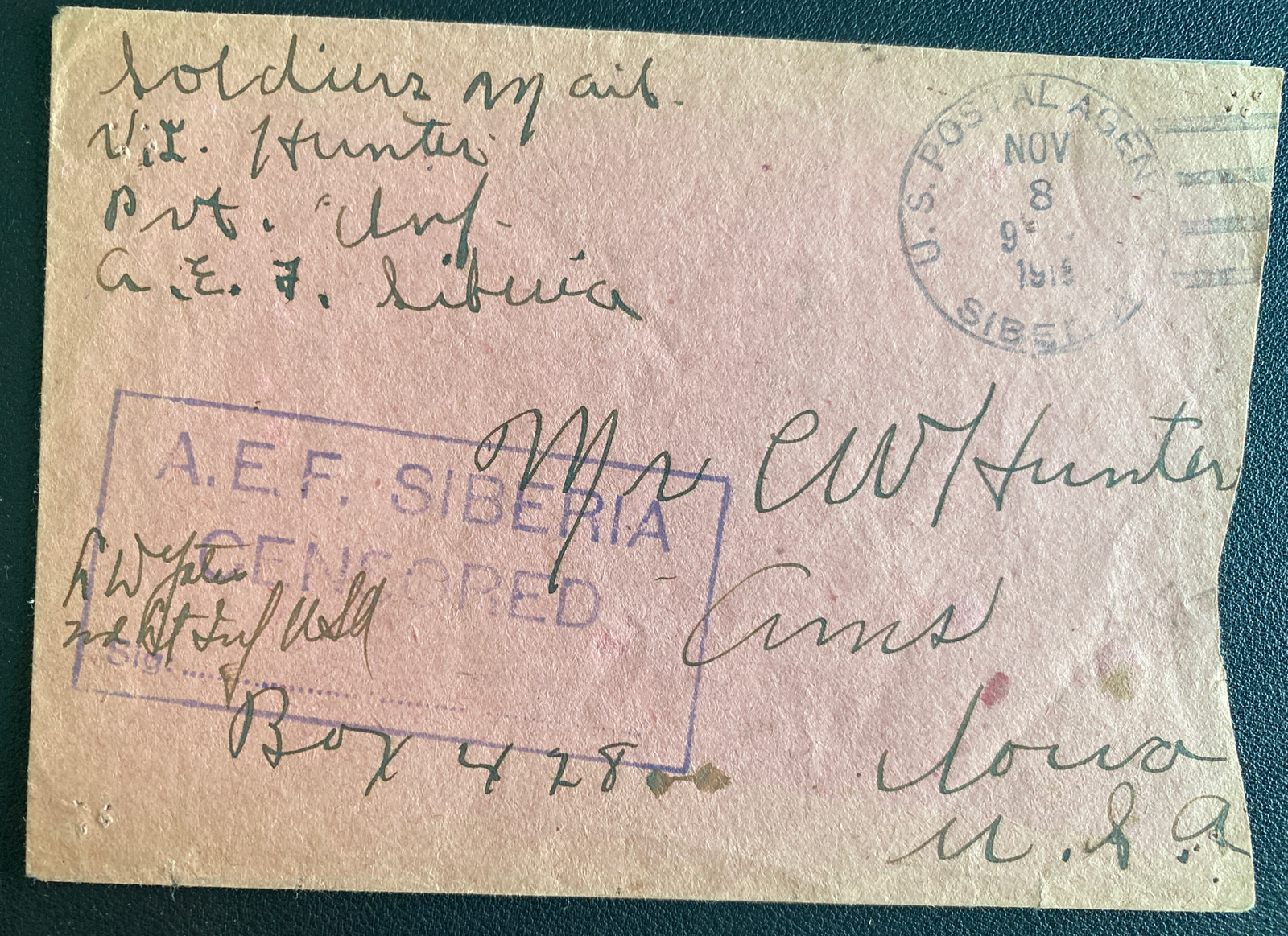 1918 US Army Soldier Cover AEF Siberia Russia Allied Expeditionary ...