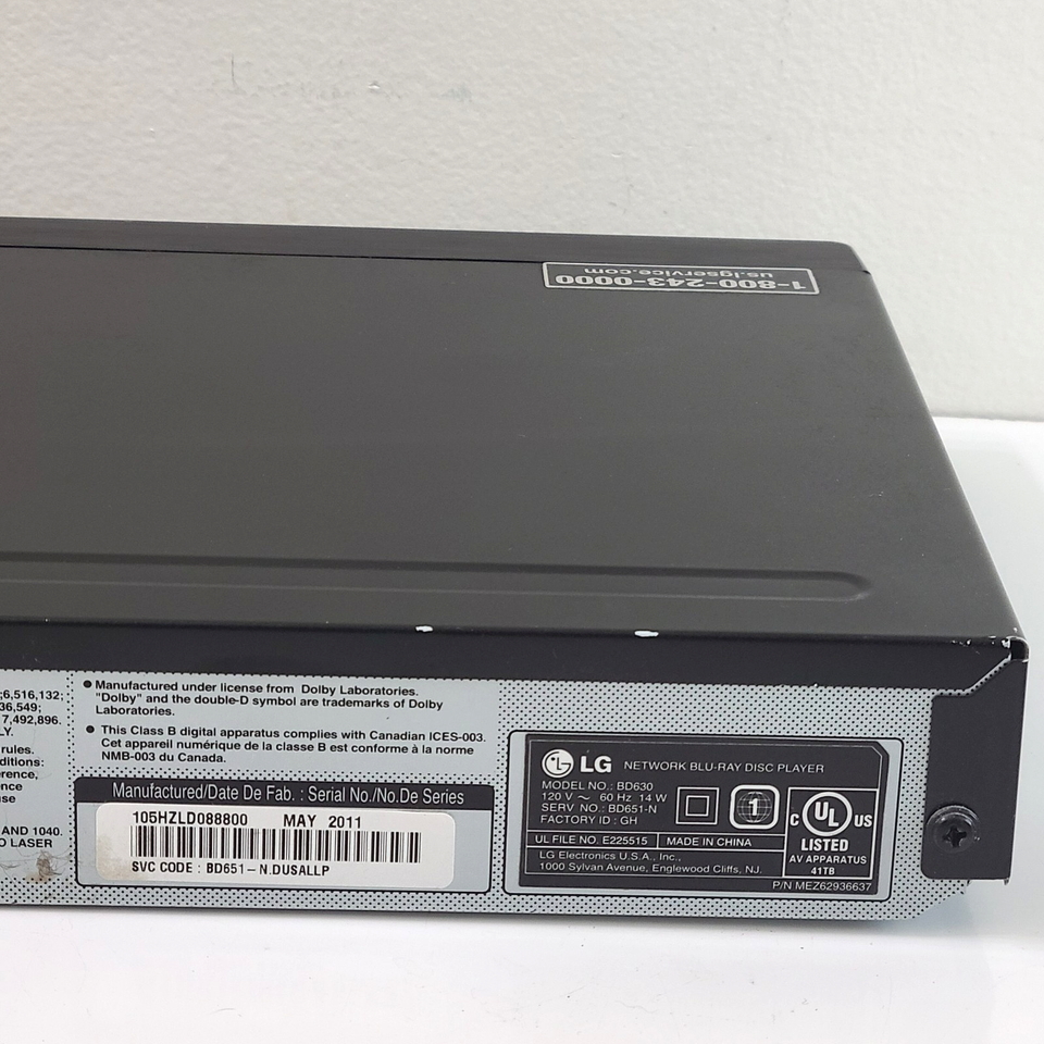 LG BD630 Network Blu-ray Disc Player Black HDMI Ethernet 1080p HD Up ...