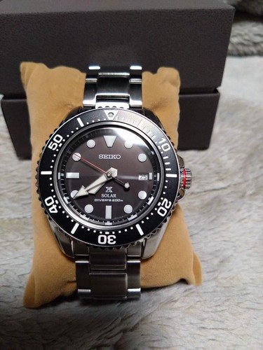 Seiko Prospex SBDJ051 Date St.Steel Blk Slv Divers 200M Solar Mens Watch Auth | eBay