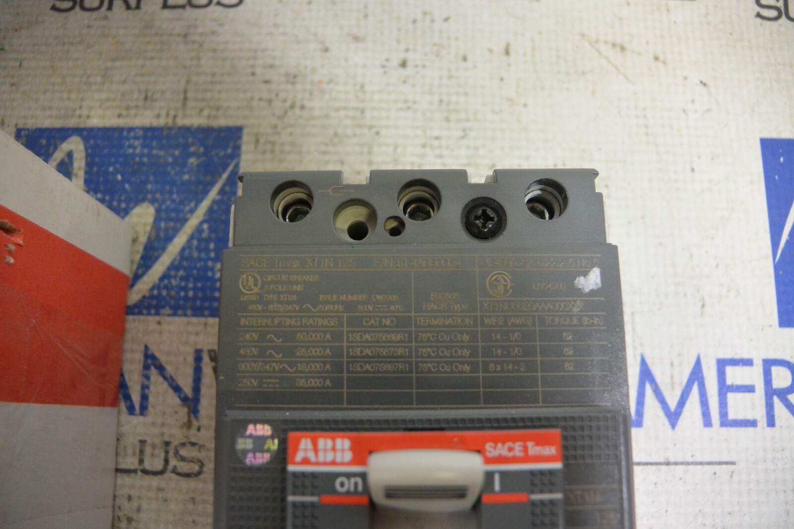 ABB SACE T MAX XT1 N 125 R20 3P 600V 20 AMP CIRCUIT BREAKER - NEW IN ...