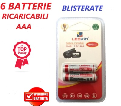 X6 PILE BATTERIE AAA RICARICABILI MINI STILO 4800 mAh MINISTILO ...