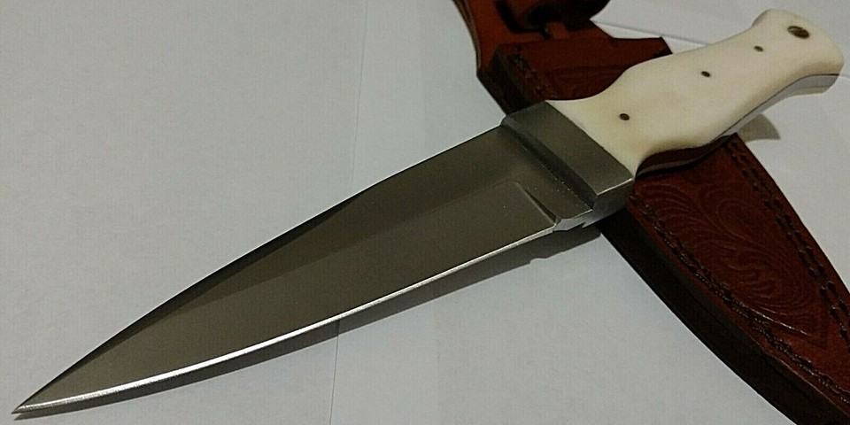 GENUINE CATTLE BONE DAGGER HUNTING BOWIE KNIFE W SHEATH CASE BOOT KNIFE ...