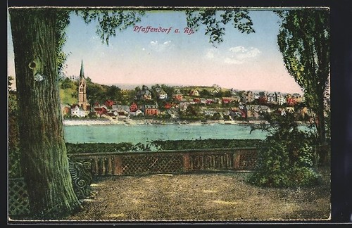 Pfaffendorf / Rhein, Totalansicht mit Kirche, Ansichtskarte | eBay.de