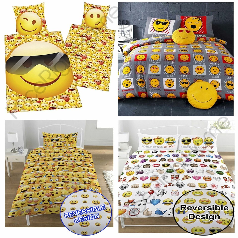EMOTICONS DUVET COVER SETS SINGLE & DOUBLE - FUNNY SMILEY CHRISTMAS ...