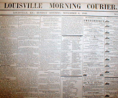Rare original 1848 LOUISVILLE COURIER Kentucky newspaper pre Civil War ...