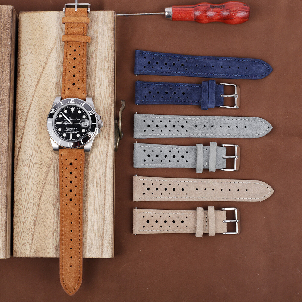 Suede Leather Watch Strap Band 18mm 19mm 20mm 22mm 24mm Rally Racing ...