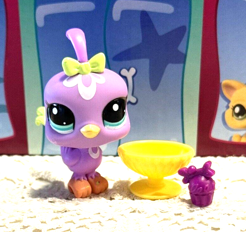 LITTLEST PET SHOP LPS AUTHENTIC LAVENDER QUAIL #2639 & ACCESSORIES ...