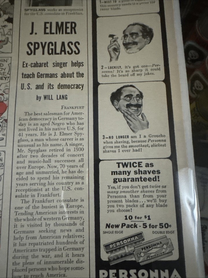Vintage 1948 GROUCHO MARX Print Advertisement PERSONNA Razor Lil Abner ...