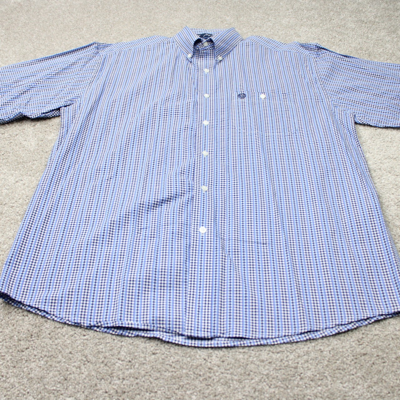 Wrangler George Strait Shirt Mens XL Blue Cowboy Cut Western Short ...