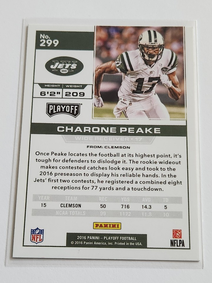 2016 PANINI FOOTBALL CHARONE PEAKE ROOKIE CARD #299 | eBay