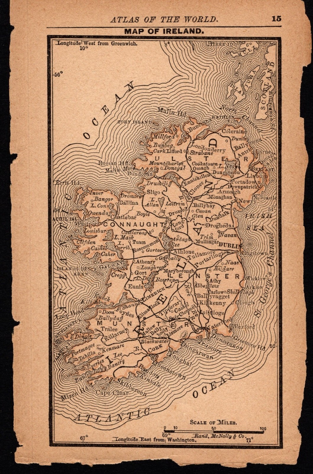TINY Antique IRELAND Map of Ireland Small 1888 MINIATURE Ireland Map ...