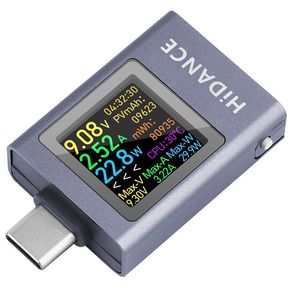 USB Type-C Power Tester Voltage Current Capacity Meter USB-C Multimeter ...