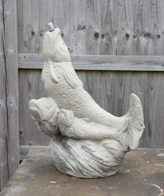 Vintage Original Cast Stone Fish Fountain Garden Patio Statue Water ...