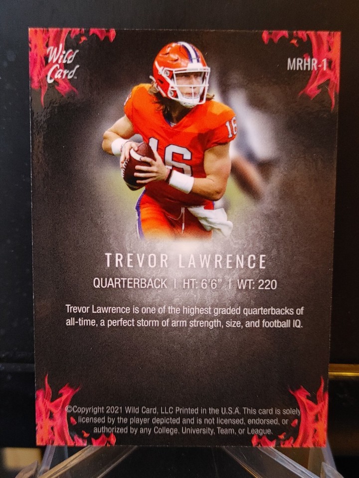 Trevor Lawrence RC 2021 Wild Card Matte Black Rookie Heat Red Flame # ...