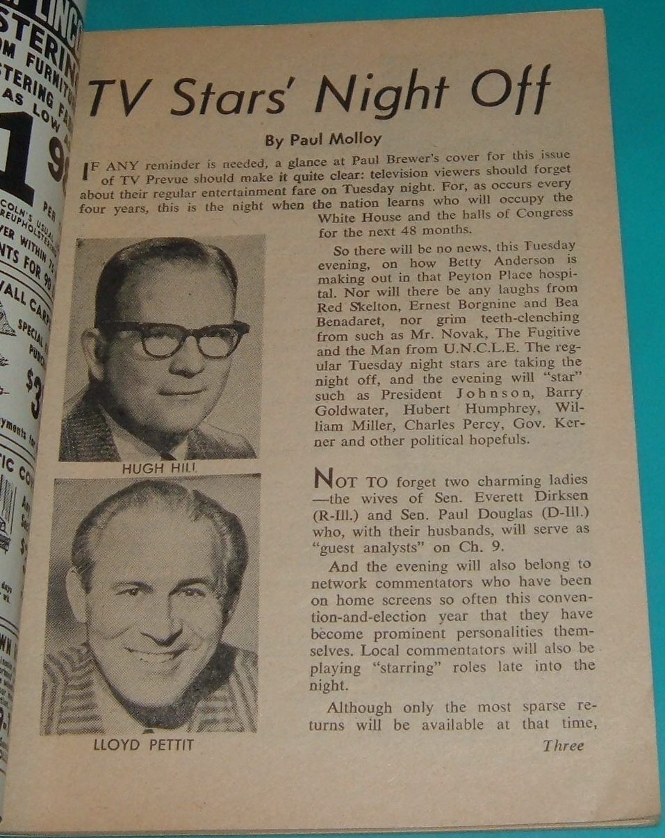 1964 CHICAGO TV PREVUE GUIDE~ELECTION'S~ASIAN ACTORS RICKEY DER & LANI ...