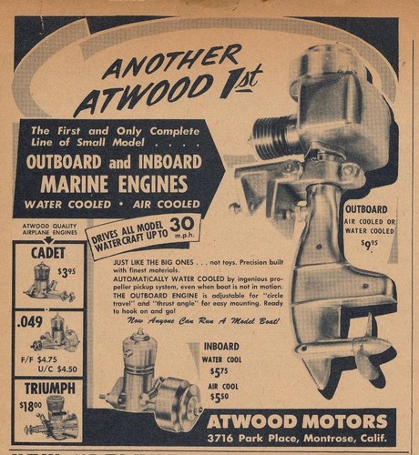 Magazine Ad - 1954 - Atwood Motors, Montrose, CA - Miniature Model ...