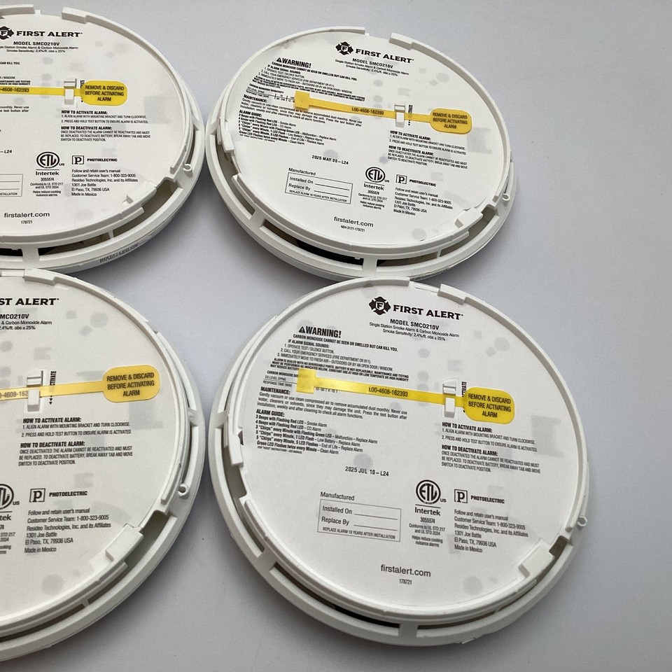 First Alert SMC0210V 2-in-1 Smoke & CO Alarm 10-Year Battery (Lot of 4 ...