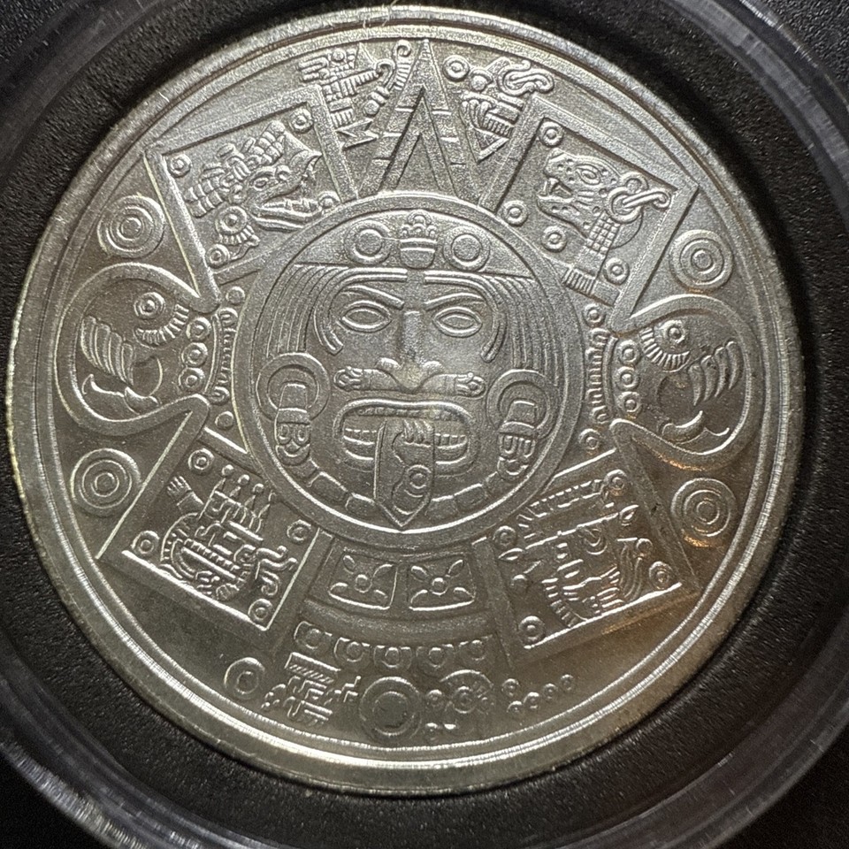 1oz Aztec Eagle Warrior Mayan Calendar Bullion .999 Silver Art Coin ...