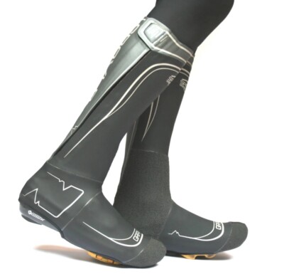 SPATZ 'GRAVLR' Cycling Calf Length Overshoes Black & Silver Size S (EU ...