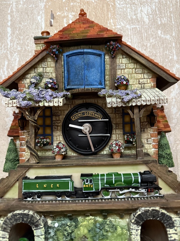 Cuckoo Clock Huge train Station with Pop Out Conductor Moving Sound ...