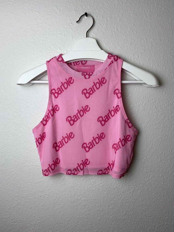 *LIMITED* NWT Licensed Authentic Barbie™ Mesh Logo Crop Top Pink Size M ...