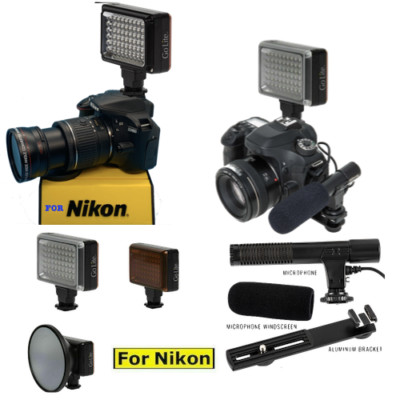54 LIGHT DIMMABLE LED + VIDEO MIC FOR Nikon D7100 D7000 D5100 D3200 ...