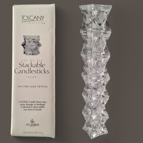 Toscany Classic Stackable 24 Fine Lead Crystal Star Candlesticks Set of ...