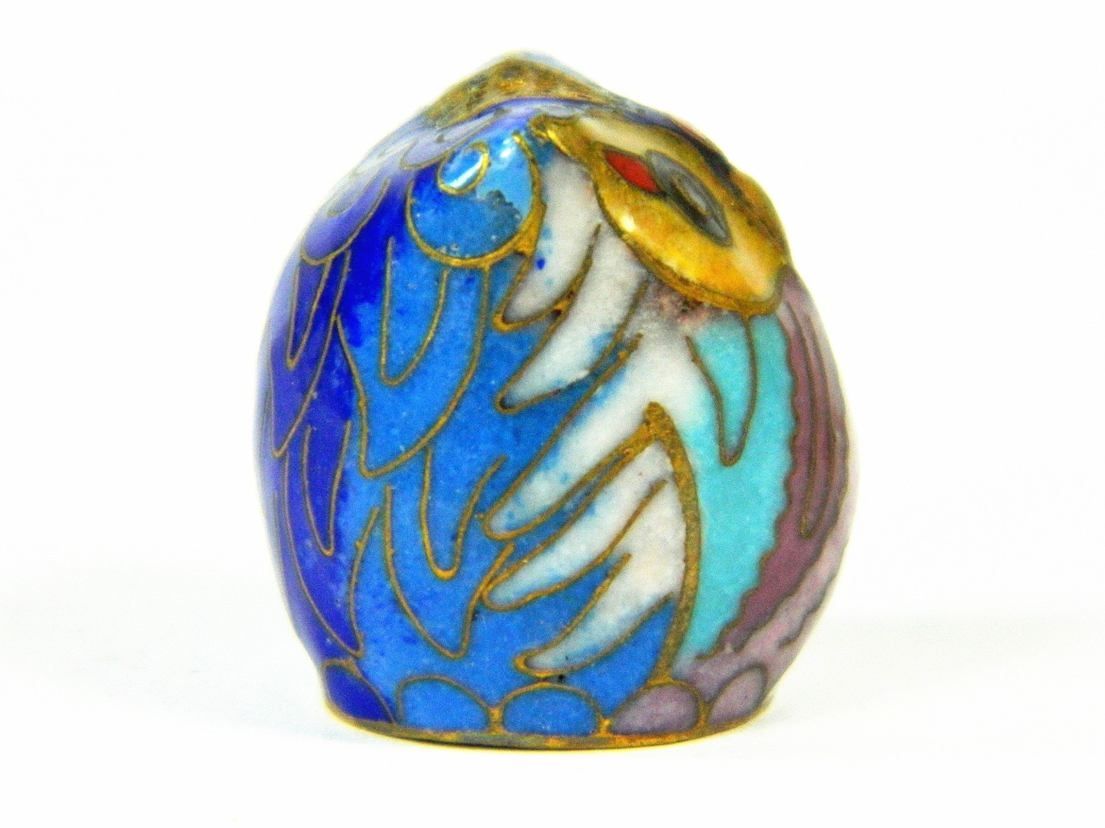 Vintage Cloisonne Copper Enamel Owl Bird Thimble Thumbstall,Chinese ...