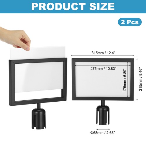 2 Pcs 8.7x12.6" Stanchion Sign Holder Top Sign Frame Horizontal Display ...
