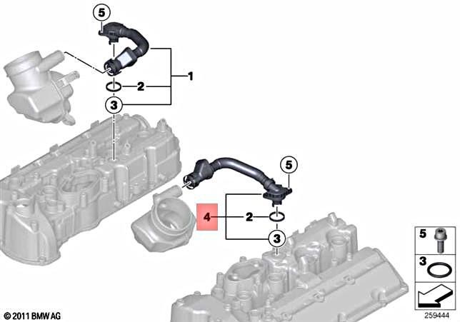 Genuine BMW F06 F10 F12 F13 Cabrio Coupe Crankcase Vent Hose OEM ...