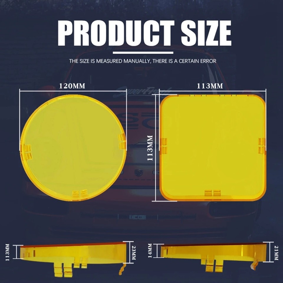 2x 4" Round Amber Lens Cover for 4.5" Led Work Light Truck ATV Fog ...