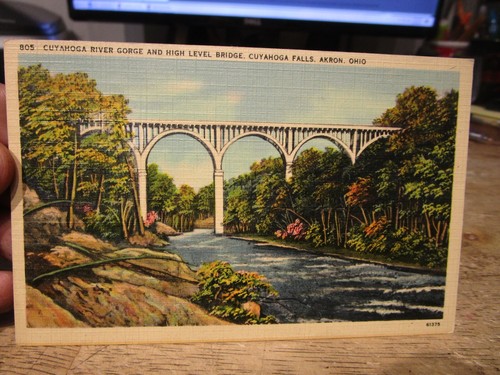 M1 Vintage Old OHIO Postcard Akron Cuyahoga Falls Viaduct River Gorge ...