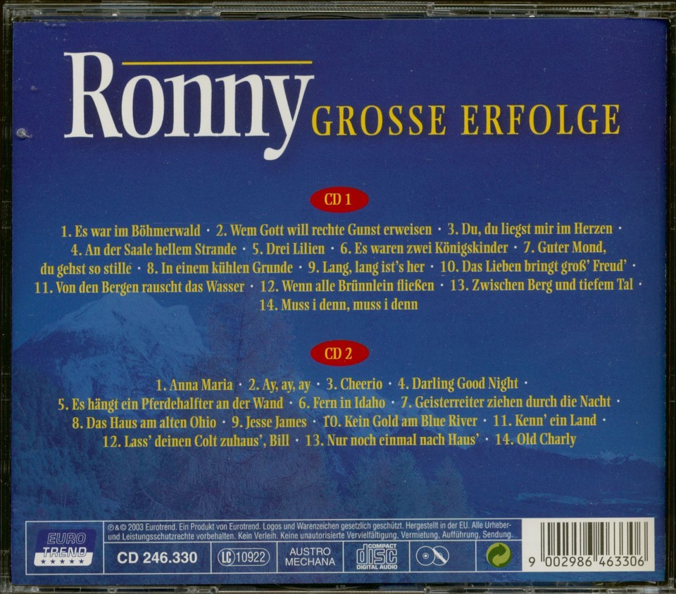 Ronny - Grosse Erfolge (2-CD) - Deutsche Oldies/Schlager/Volksmusik | eBay