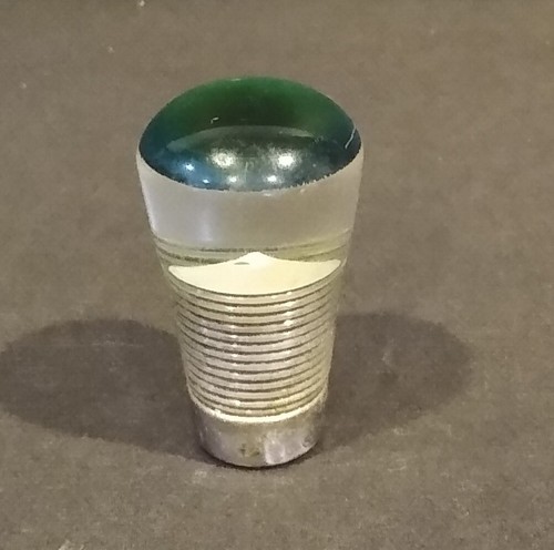 VINTAGE CHRYSLER CLEAR & GREEN PLASTIC & METAL SHIFT KNOB “THREE ON THE ...