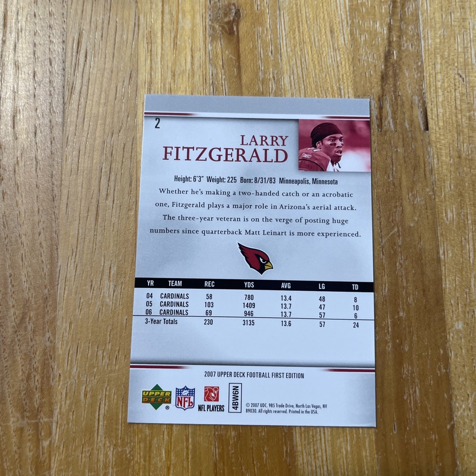 2007 Upper Deck First Edition #2 Larry Fitzgerald Arizona Cardinals | eBay