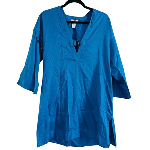 ERES Blue Cotton Clasp-Front Tunic Mini Dress Cover Up - Sz S/M | eBay