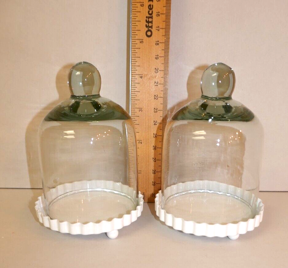 SET OF 4 NEW Miniature 4" Bell Glass Jars W/Metal Base-Wedding/Baby/B ...