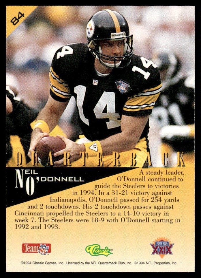 1994 Classic NFL Experience Neil O'Donnell Atlanta Falcons #84 | eBay