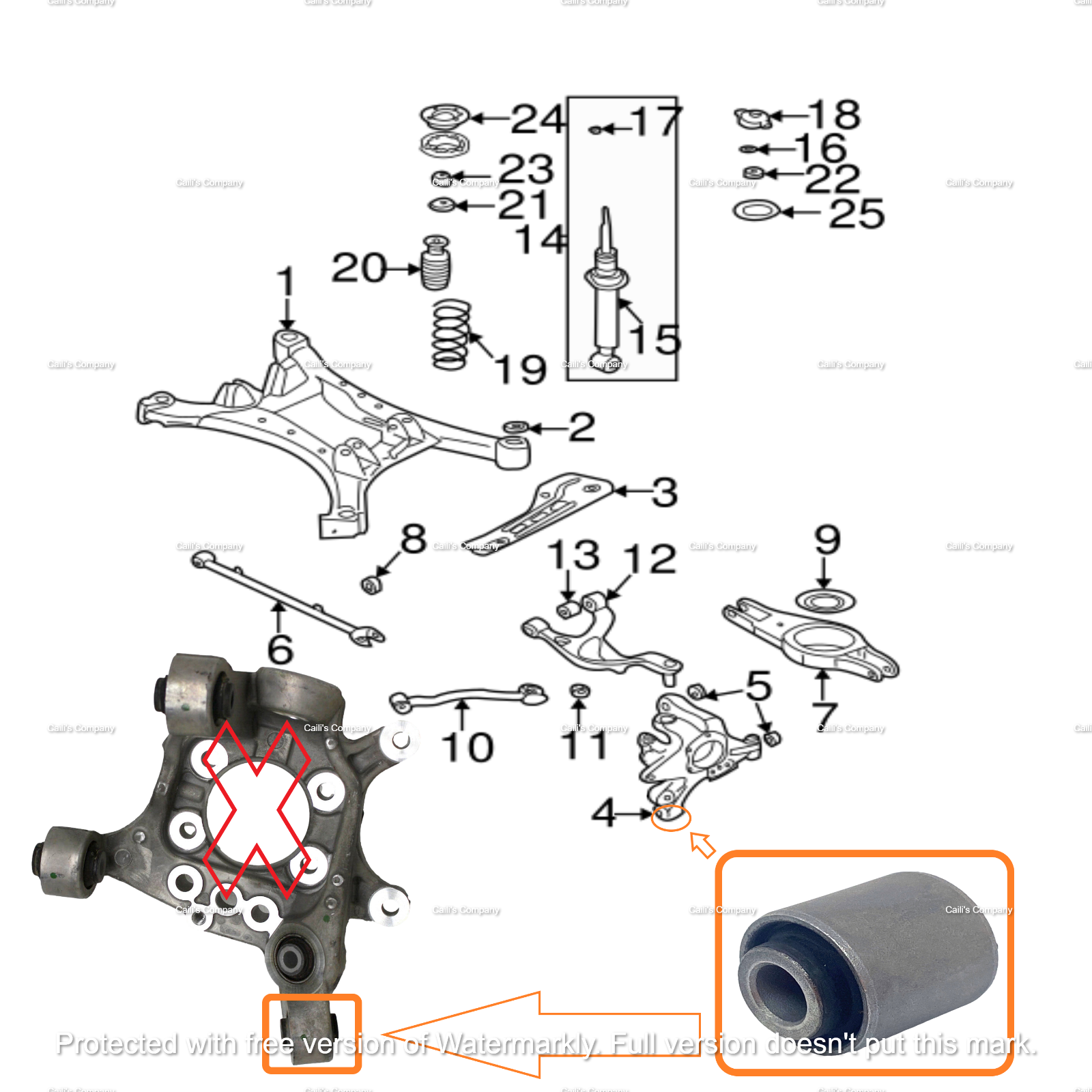 55152-8J000 For 2009-2021 Nissan 370Z Rear Knuckle Arm Lower bottom ...