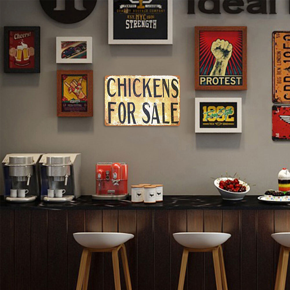 Chicken for Sale Rectangular Iron Picture Metal Plate Tin Sign Flat ...