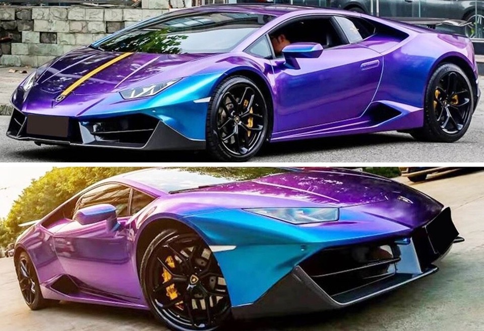 24" x 60" Gloss Metallic Chameleon Purple Blue Vinyl Film Wrap Air ...
