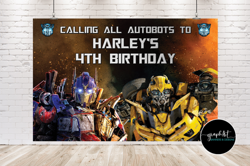 Personalised Transformers Banner / Birthday Backdrop Optimus Prime ...