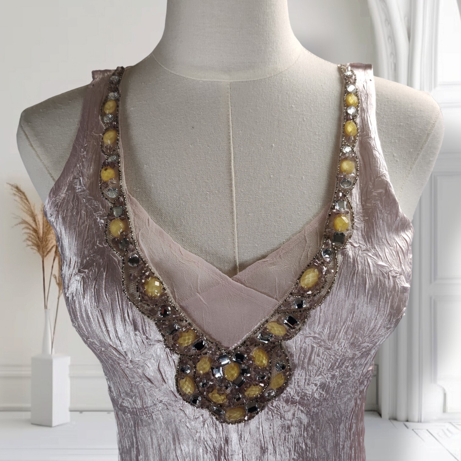 Komarov 2pc Hanky Hem Midi Dress Draped Jacket Size s Pink Beaded Neck ...