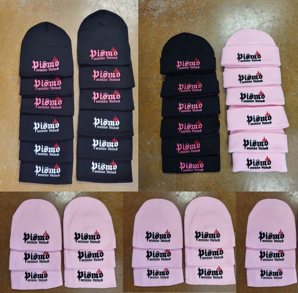 Custom embroidered long beanie hat, custom embroidered 12" long beanie ...